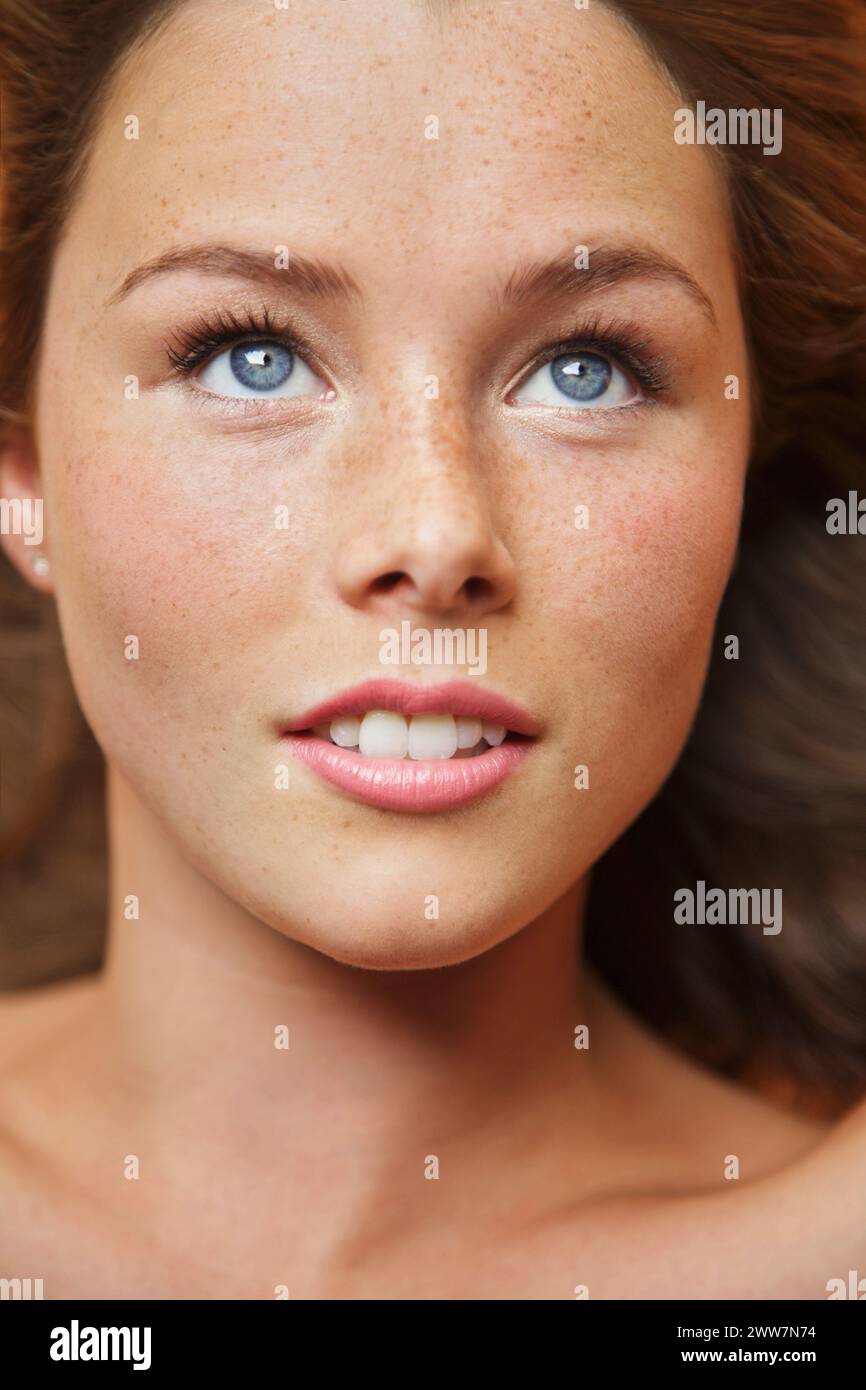 Woman from above looking up high angle hi-res stock photography and ...