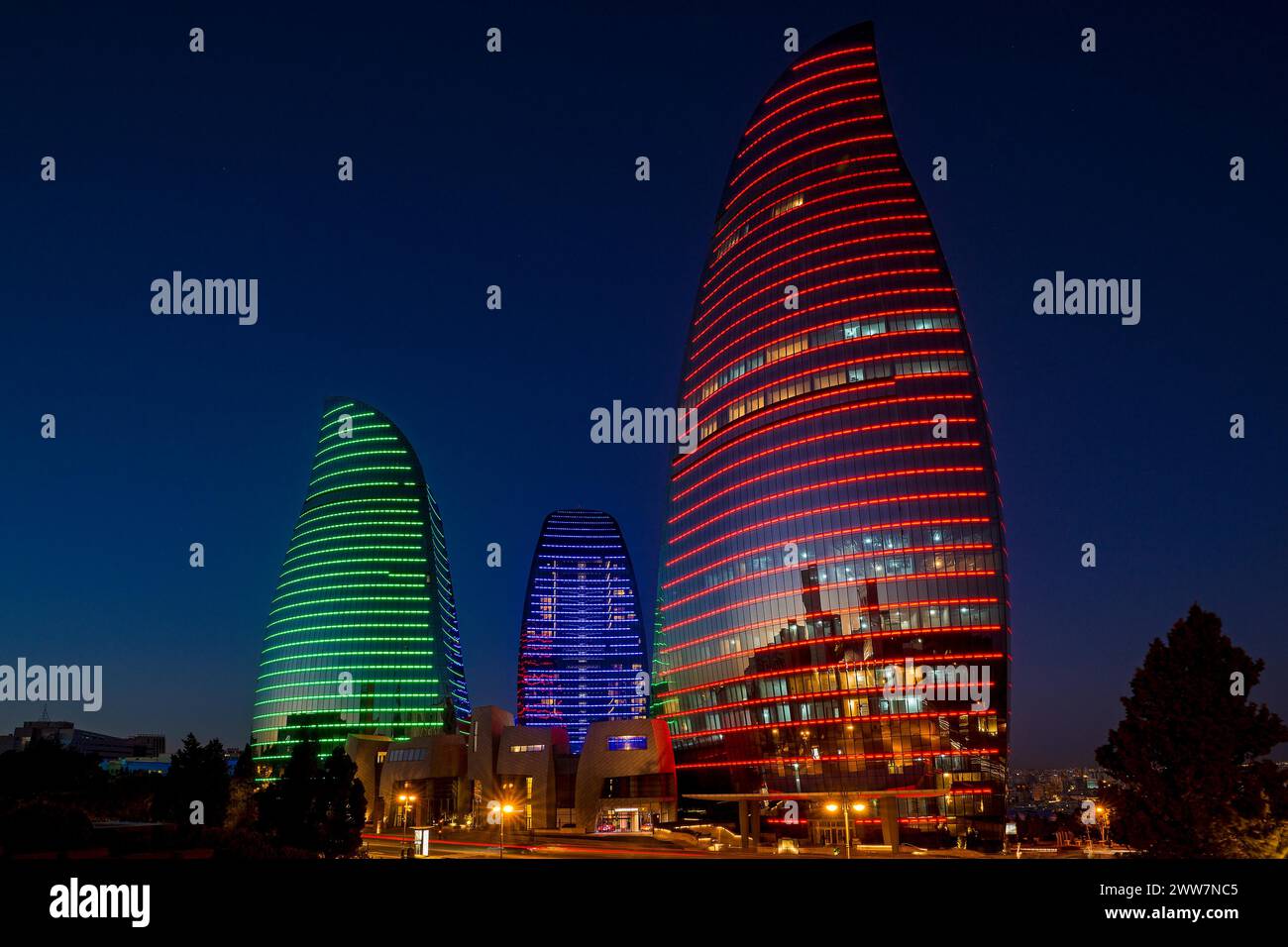 Azerbaijan, Baku, Flame Towers at night, Baku, Azerbaijan, Azerbaijan ...