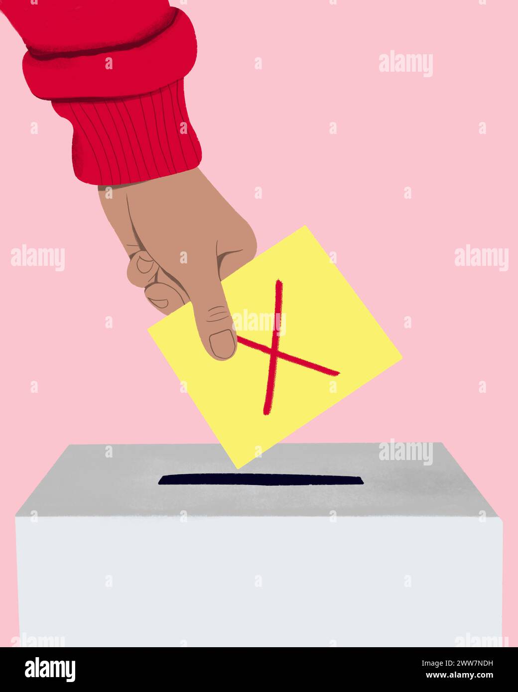 Close up hand of voter placing ballot with red X in ballot box Stock ...