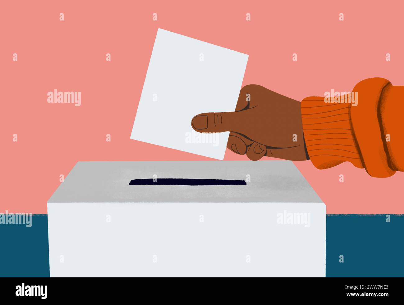 Close up hand of voter placing ballot in ballot box Stock Photo - Alamy