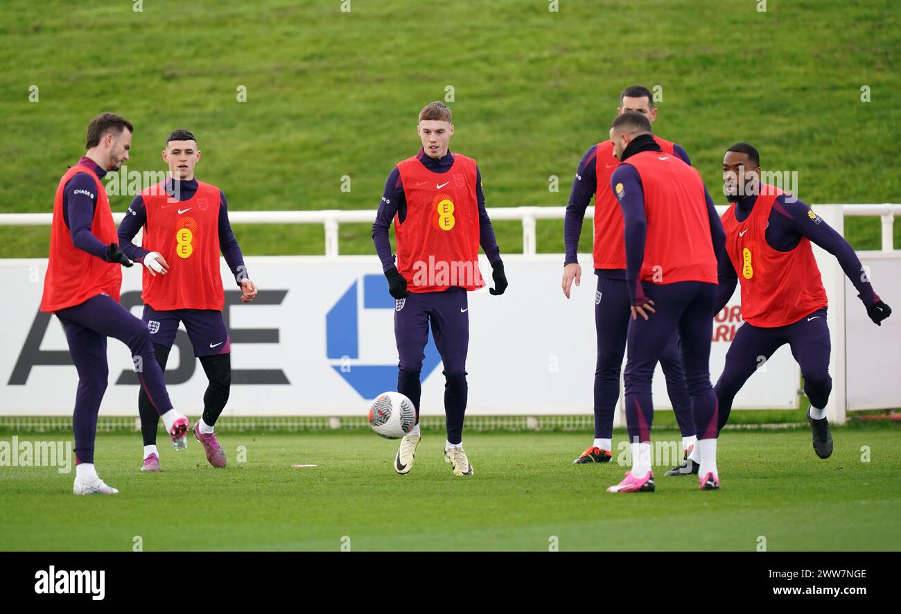 Left to right, England's James Maddison, Phil Foden, Cole Palmer, Lewis ...