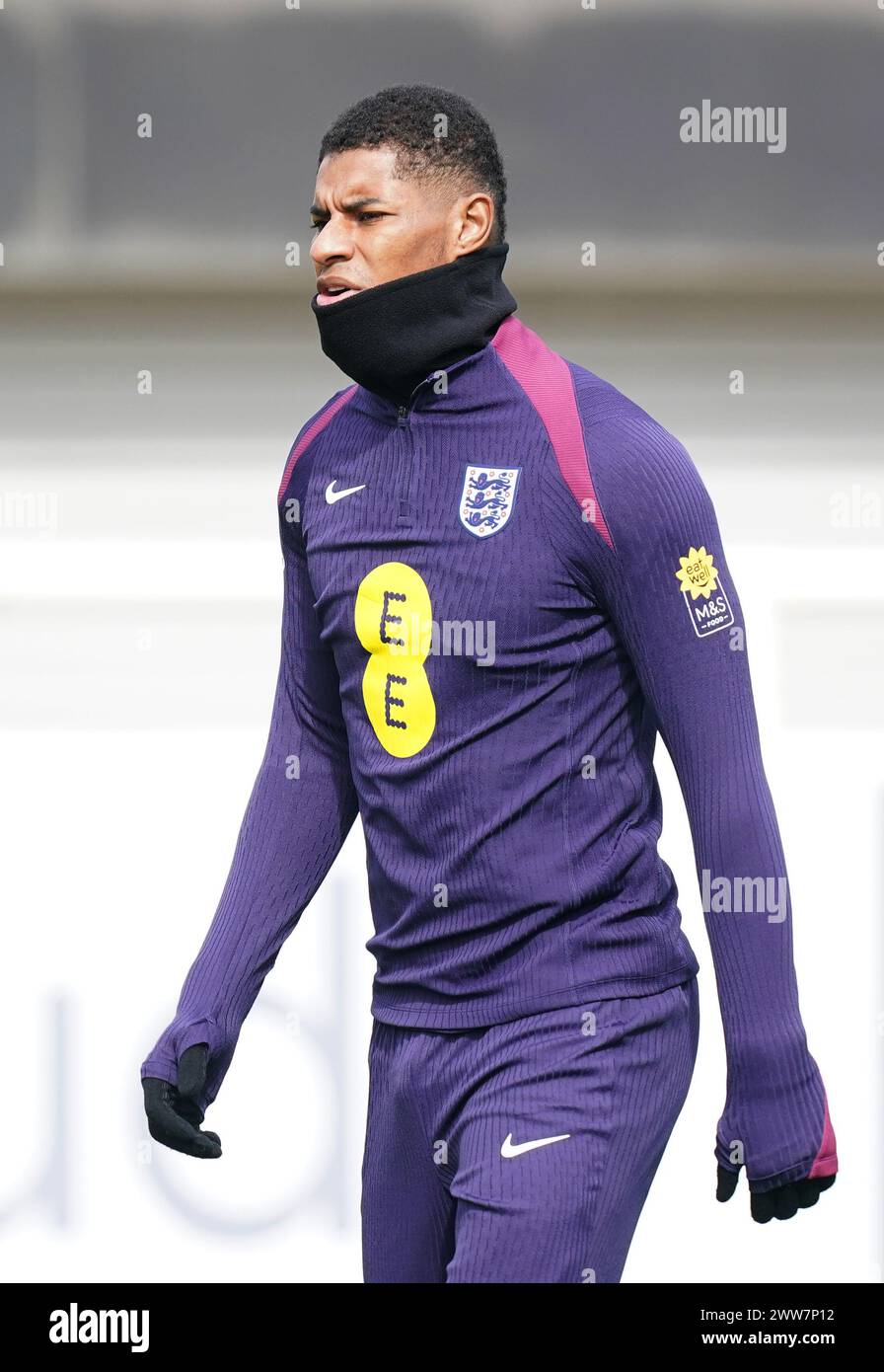 England's Marcus Rashford during a training session at St. George's ...