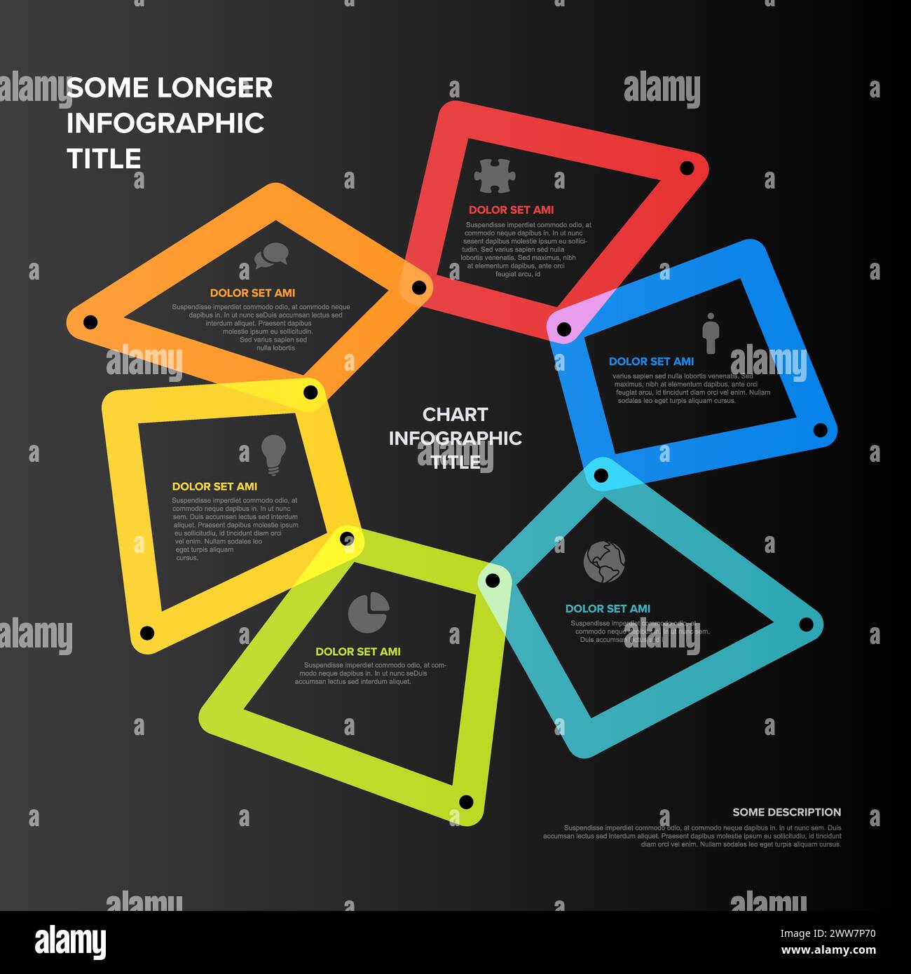 Multipurpose infographic template made of thick line color polygons ...
