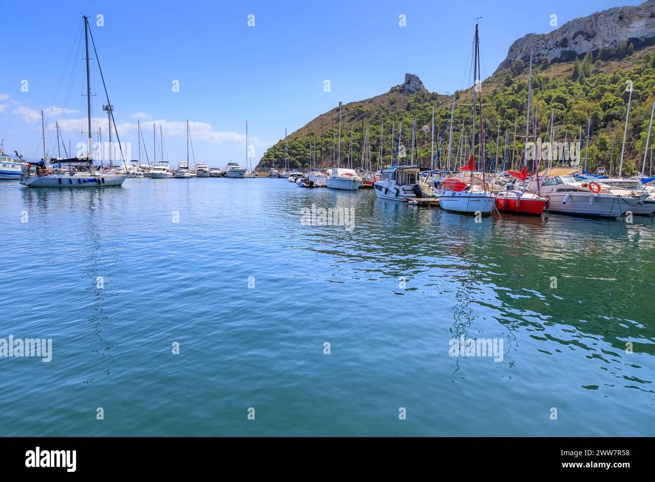Poetto Beach in Sardinia, Italy: view of Marina Piccola, the tourist ...