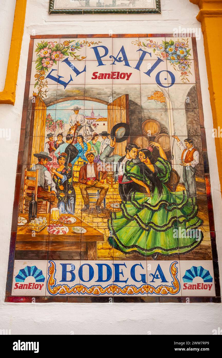 Seville, Spain, Close up, Tiles, Sign, Traditional Spanish Bistro ...
