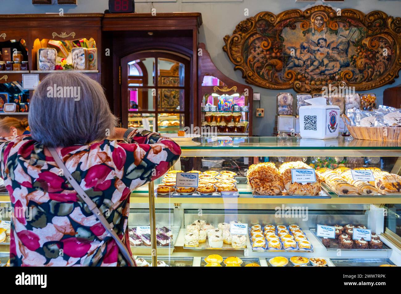 Seville, Spain, Senior Woman from Behind, Food Shopping, inside ...