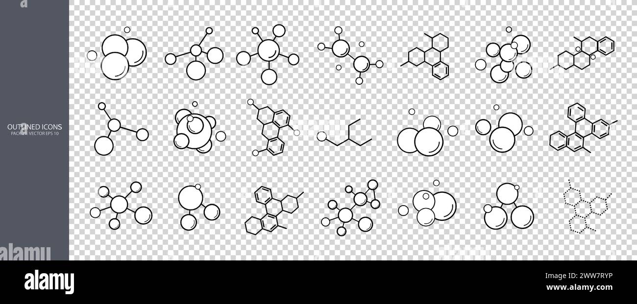 Molecules and structural compounds on a transparent background Stock ...
