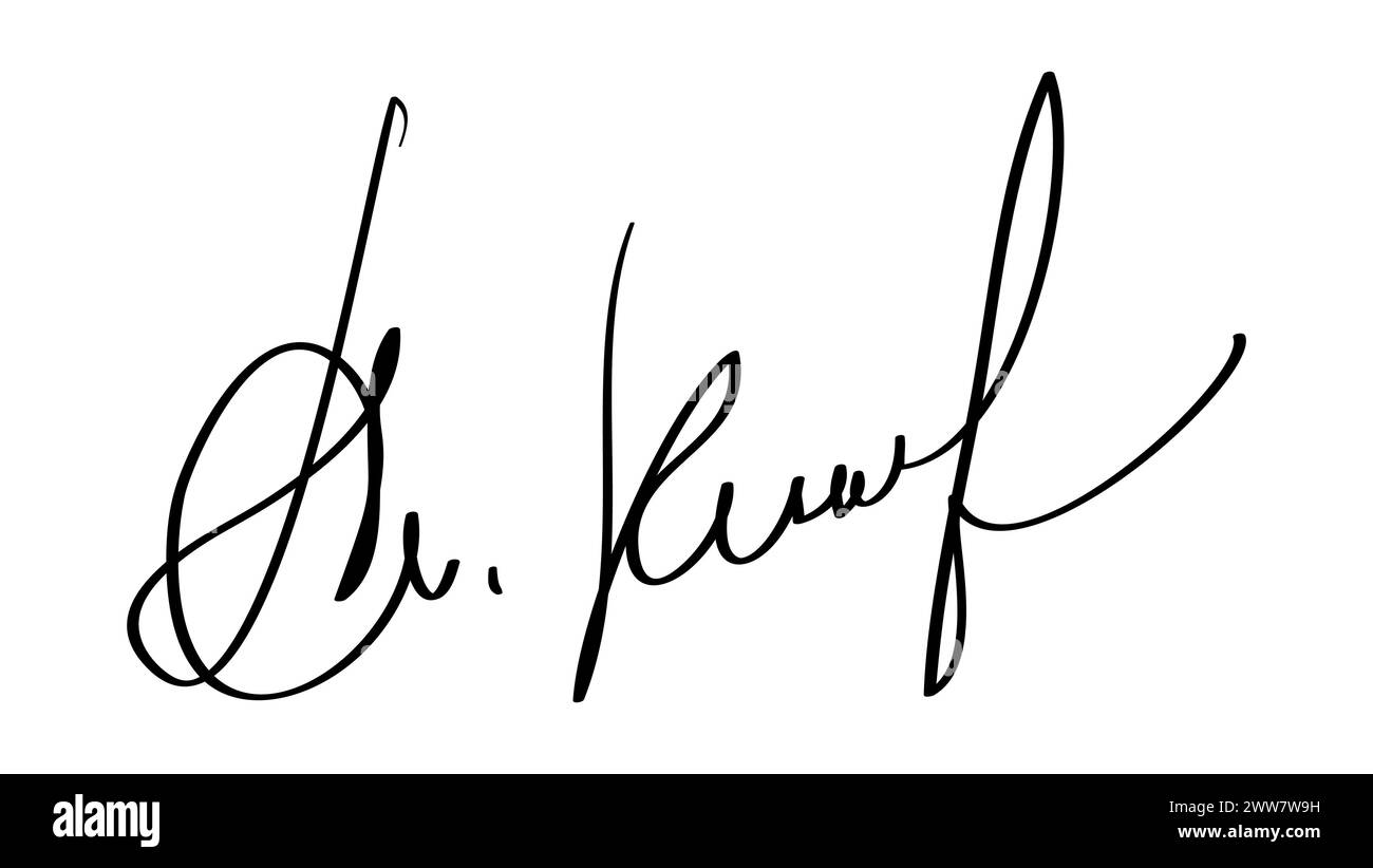 Manual signature for documents on white background. Hand drawn ...