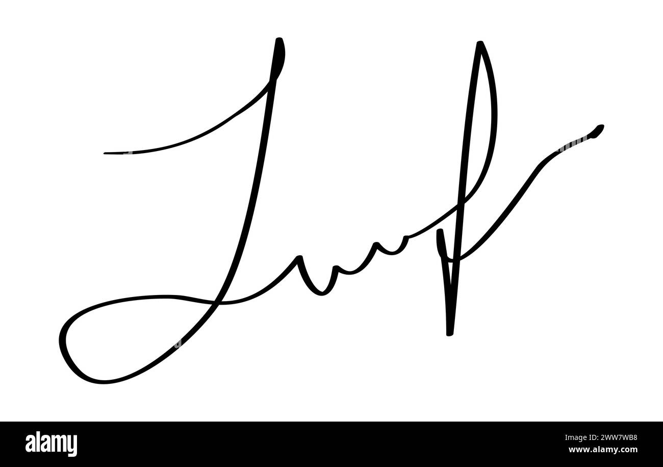 Signature for documents on white background. Hand drawn business ...