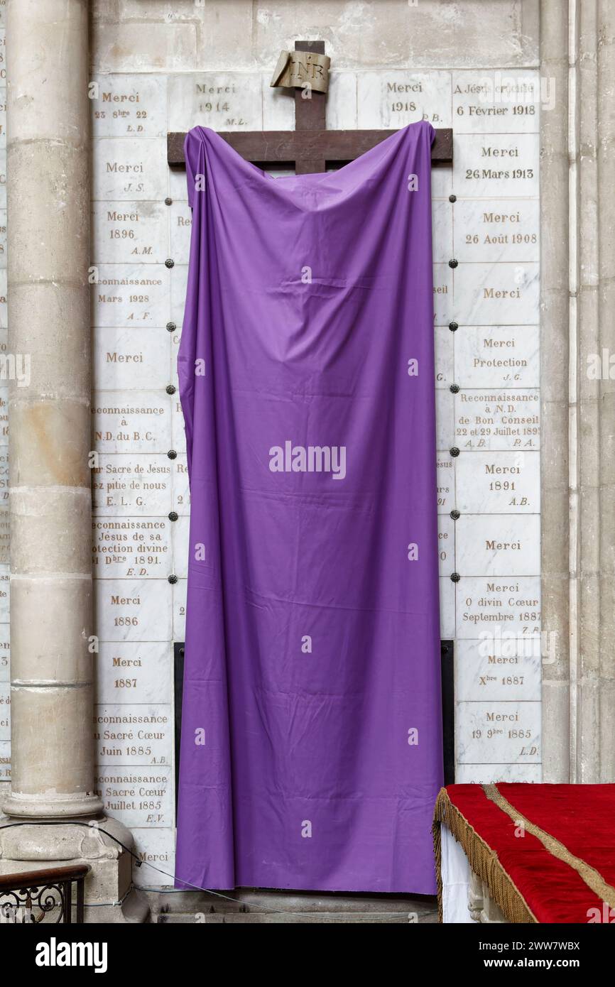Crucifix veiled with shrouds during the final weeks of Lent - Saint ...