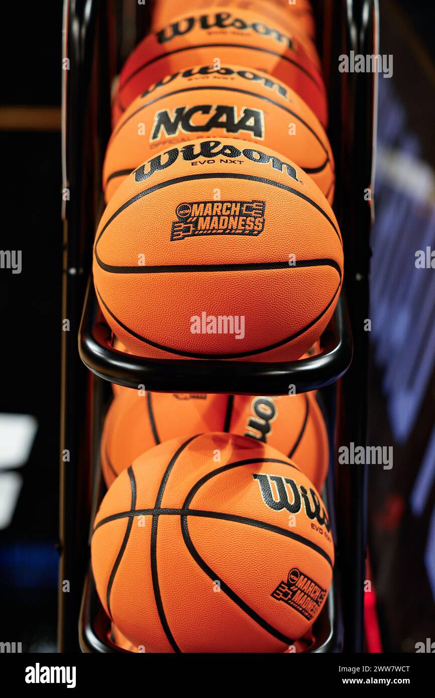 Brooklyn, NY, USA. 22nd Mar, 2024. Wilson EVO NXT basketball with the ...