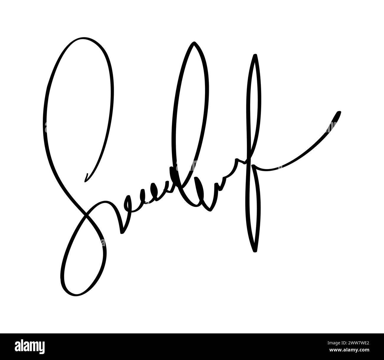 Manual signature for documents on white background. Hand drawn ...