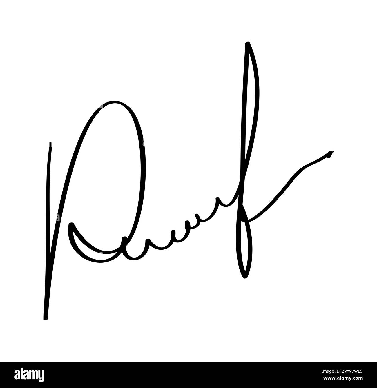 Signature for documents on white background. Hand drawn business ...