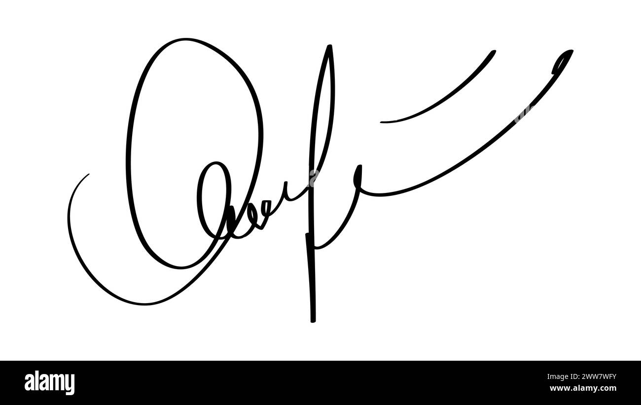 Manual signature for documents on white background. Hand drawn ...