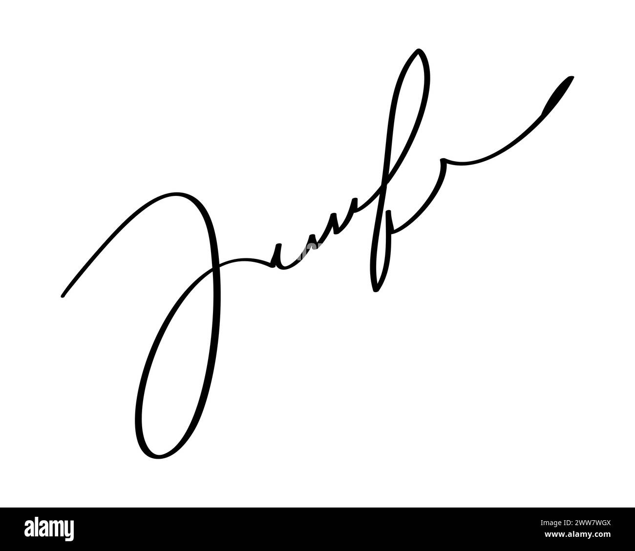 Manual signature for documents on white background. Hand drawn ...