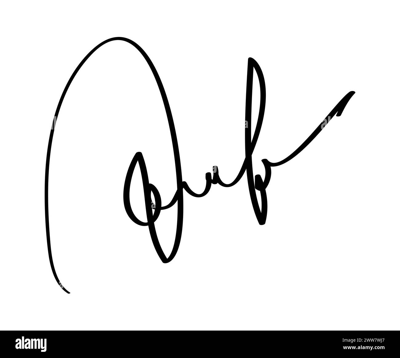 Signature for documents on white background. Hand drawn business ...