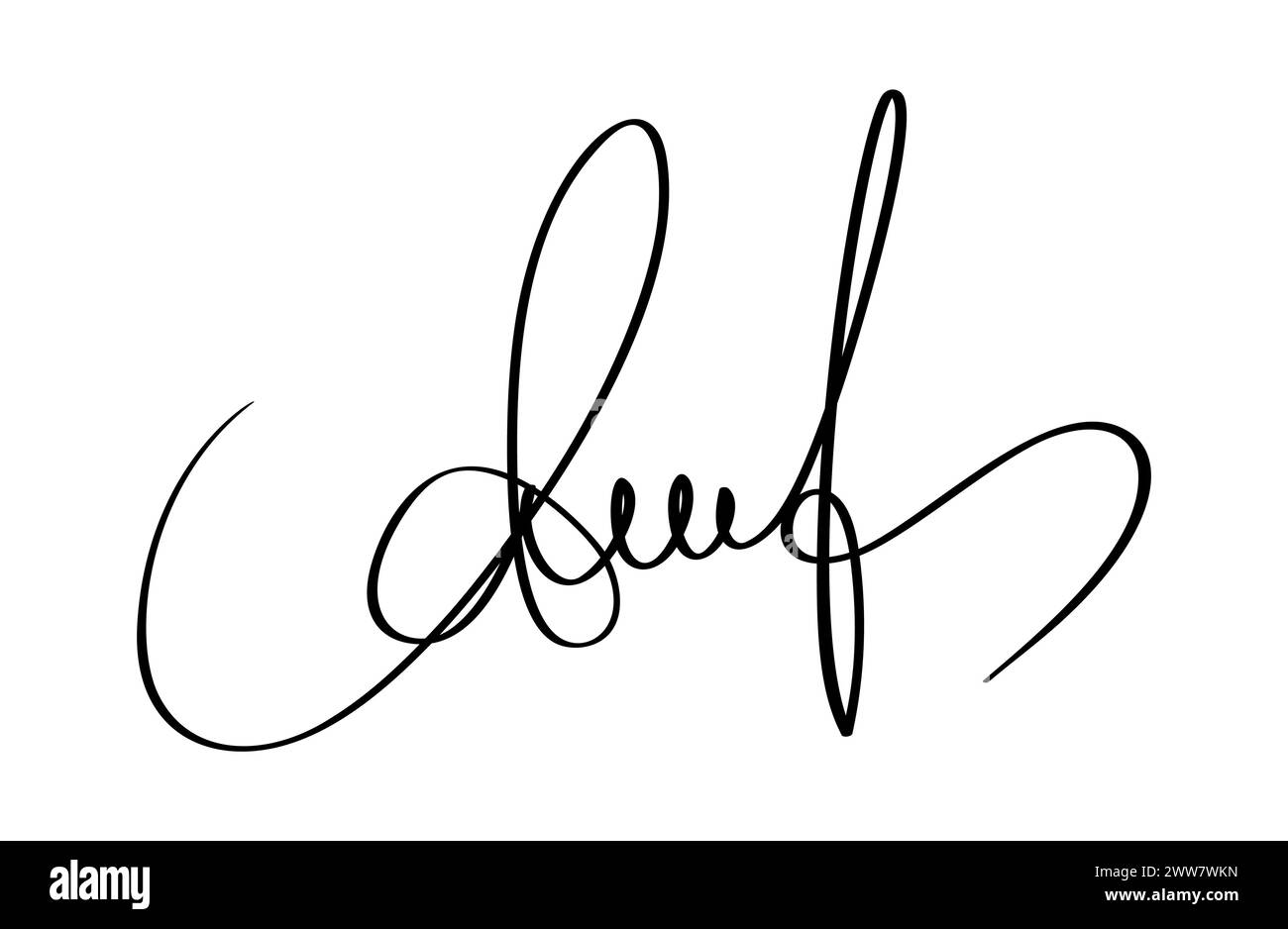 Manual signature for documents on white background. Hand drawn ...