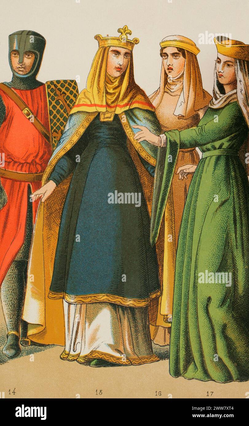 Normans, 1000-1100. From left to right, 14: knight, 15: queen, 16-17 ...