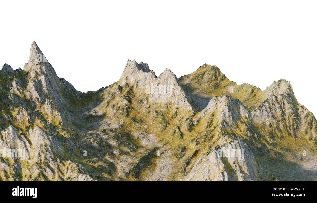 3D rendering landscape of the mountain isolated on a white background ...