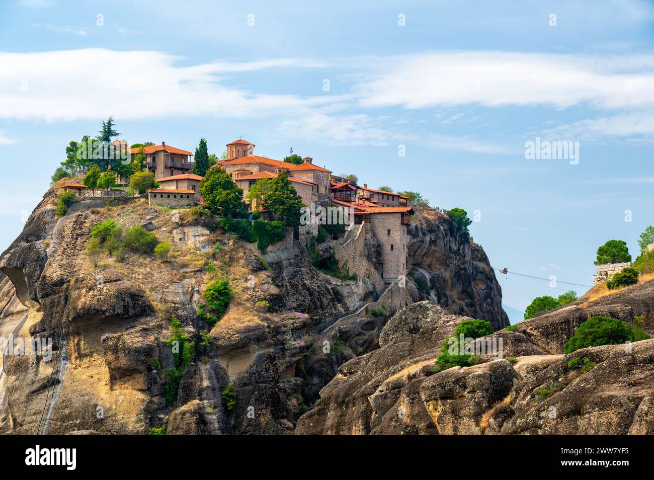 Monastery Meteora Greece. Stunning summer panoramic landscape. View at ...