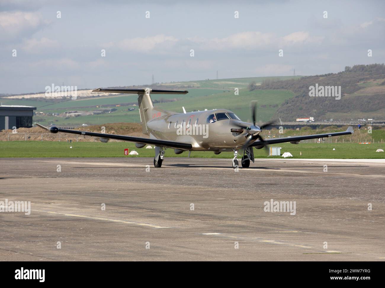 A Pilatus PC-12/47E of Jetfly Aviation at Brighton City Airport West ...
