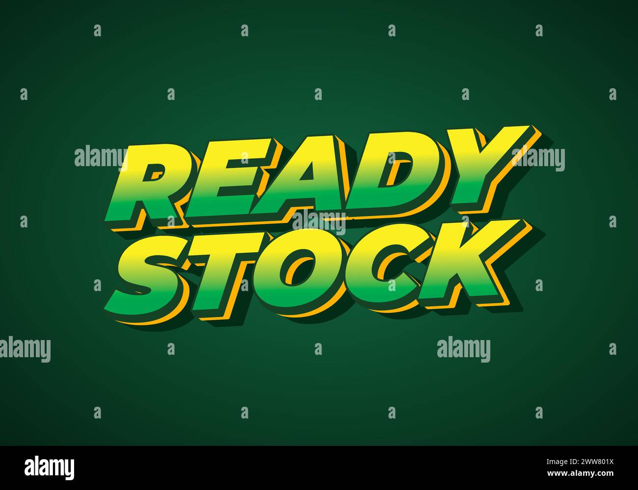 Ready stock. Text effect design in 3 dimension style in green yellow ...