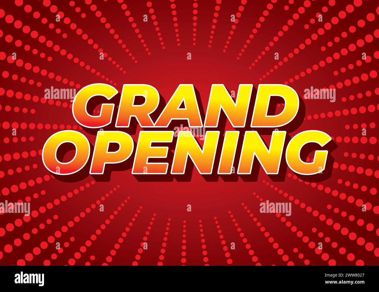 Grand opening. Text effect design in yellow red color with 3 dimension ...