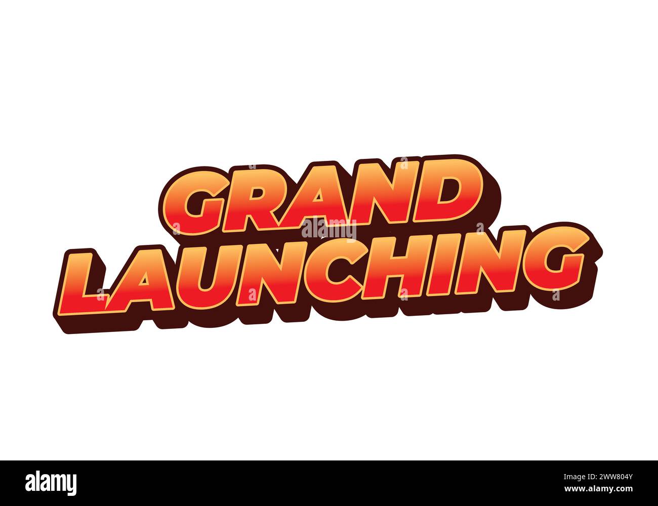 Grand launching. Text effect design in orange yellow colors Stock ...