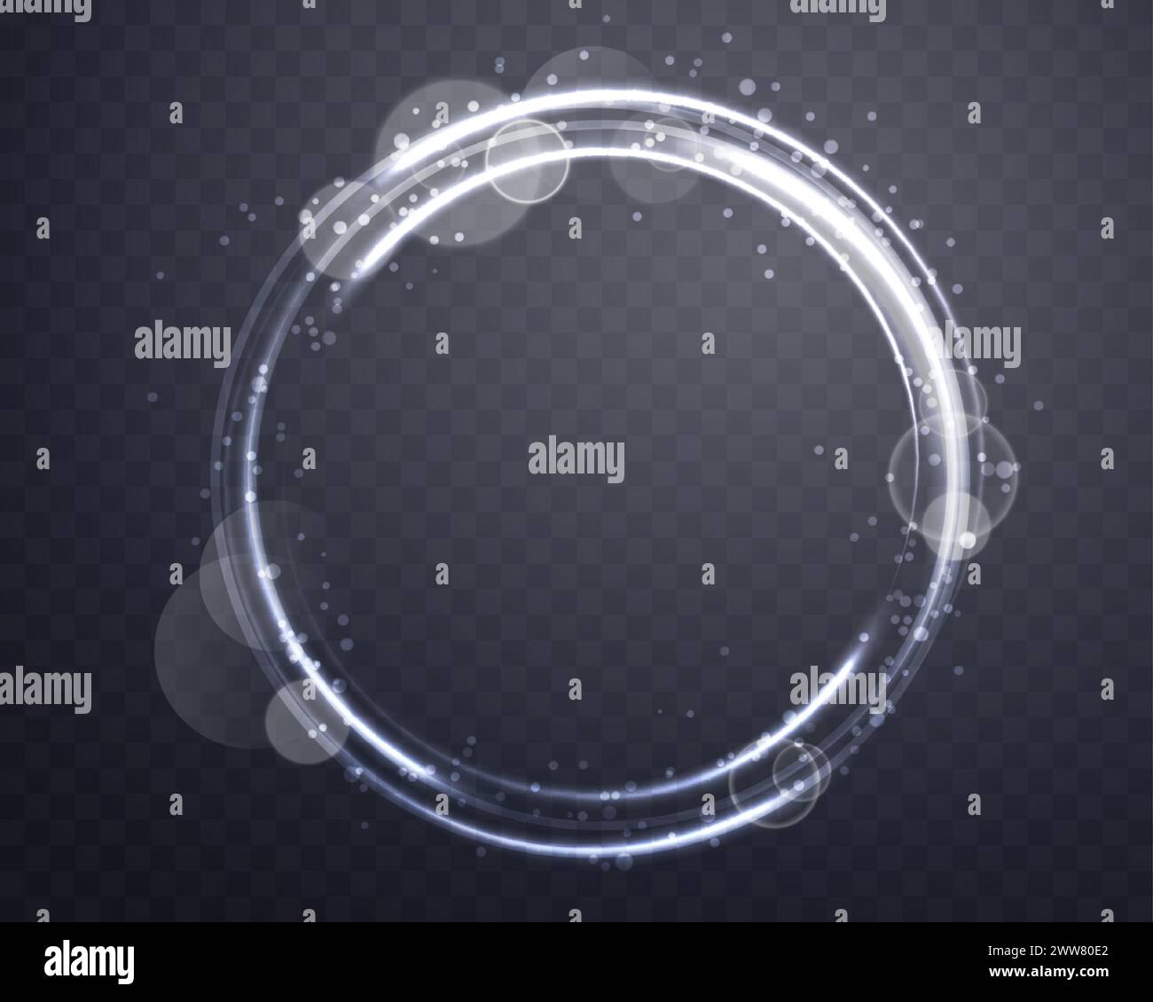 Silver glowing magic ring. Neon realistic energy flare halo ring ...