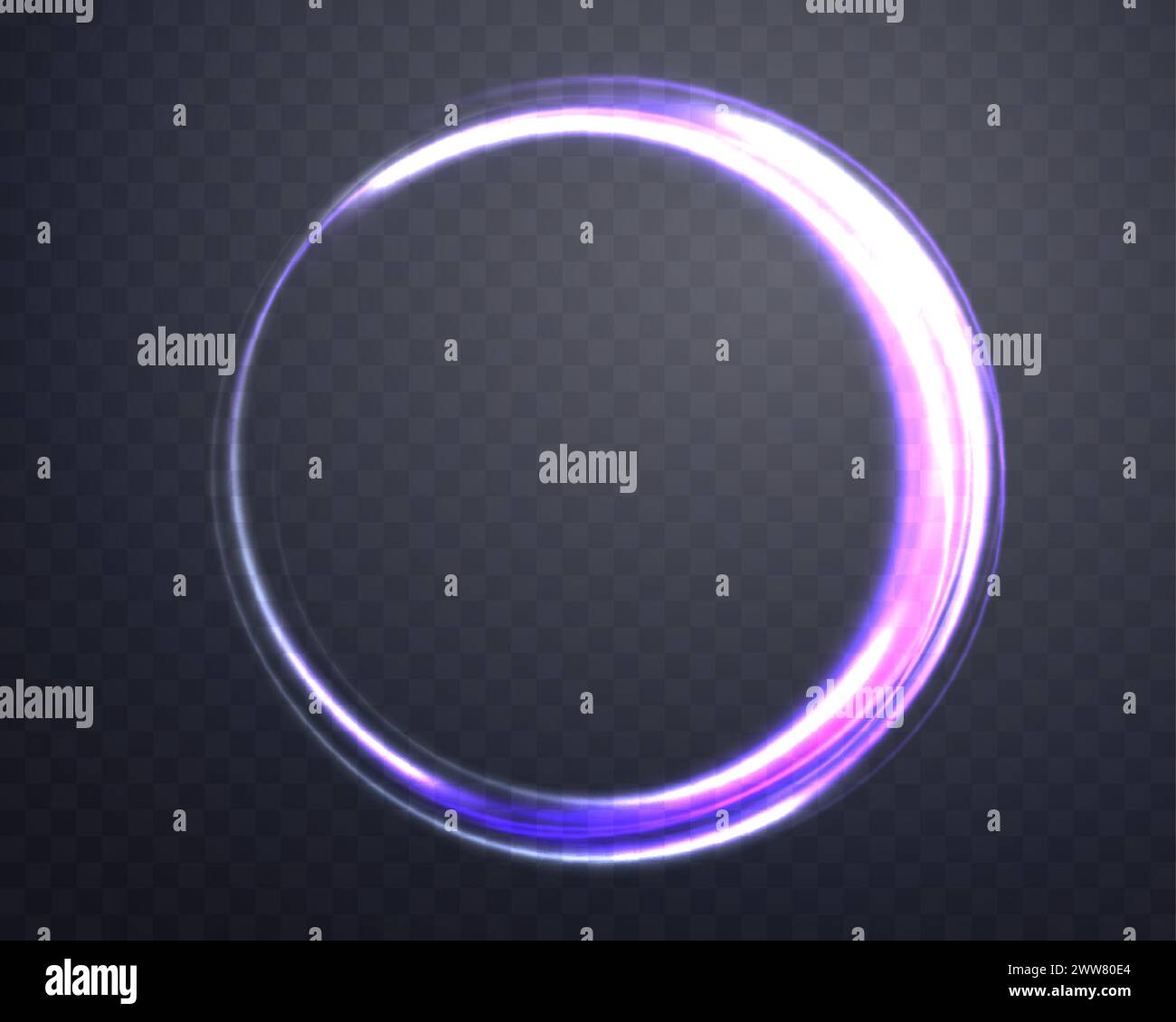 Silver and purple glowing magic ring. Neon realistic energy flare halo ...