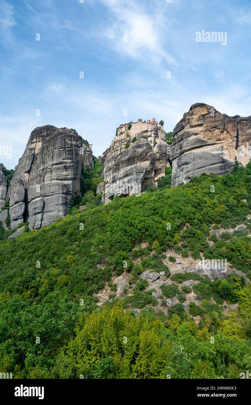 Monastery Meteora Greece. Stunning summer panoramic landscape. View at ...