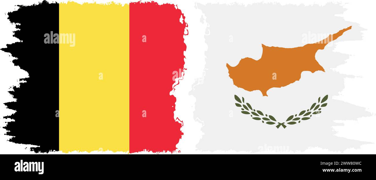 Cyprus and Belgium grunge flags connection, vector Stock Vector Image ...