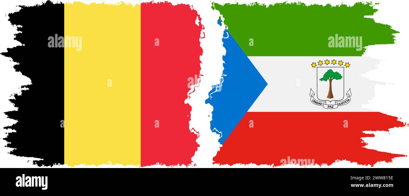 Equatorial Guinea and Belgium grunge flags connection, vector Stock ...