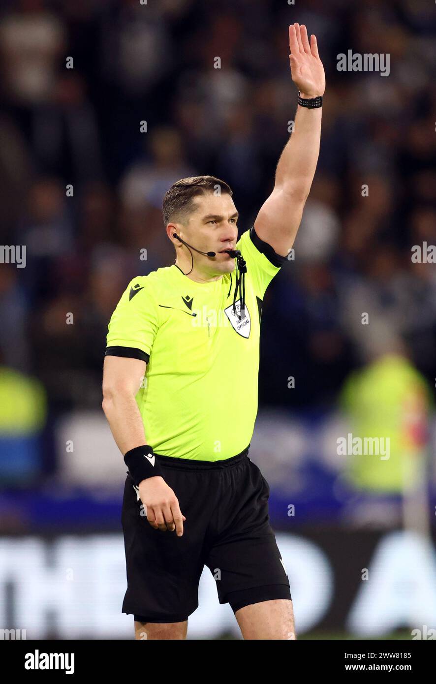 Cardiff, UK. 21st Mar, 2024. Referee Istvan Kovacs during the UEFA ...