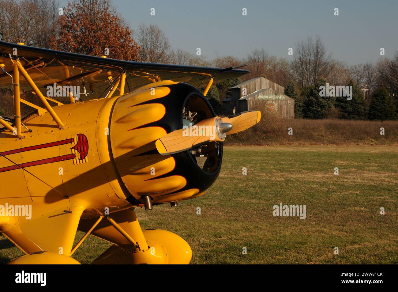 Waco YMF 5 at Traditional Airstrip, Michigan Stock Photo - Alamy