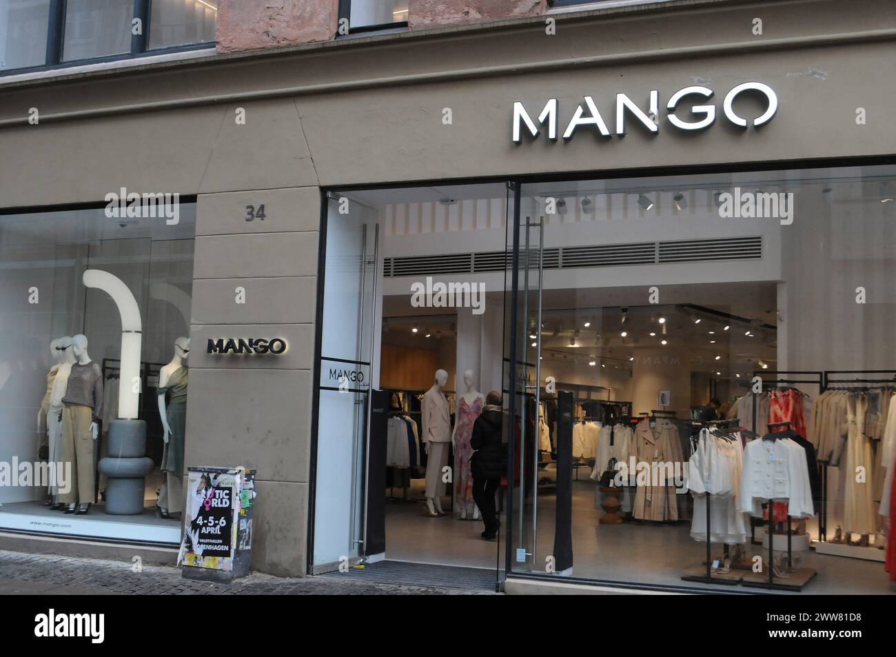 Copenhagen, Denmark /22 March 2024/Mango store in danish capital ...