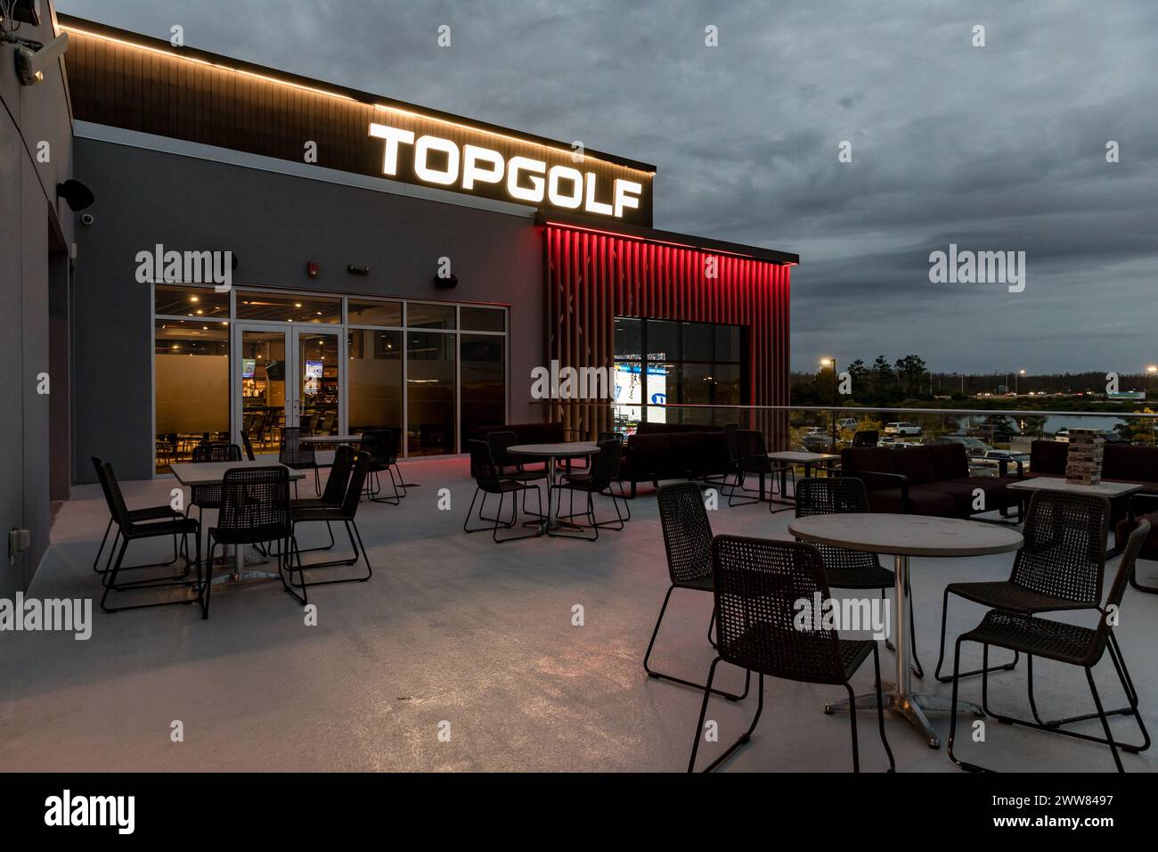 FORT MYERS, FLORIDA, USA - 2 MARCH 2024. The TopGolf building in the ...
