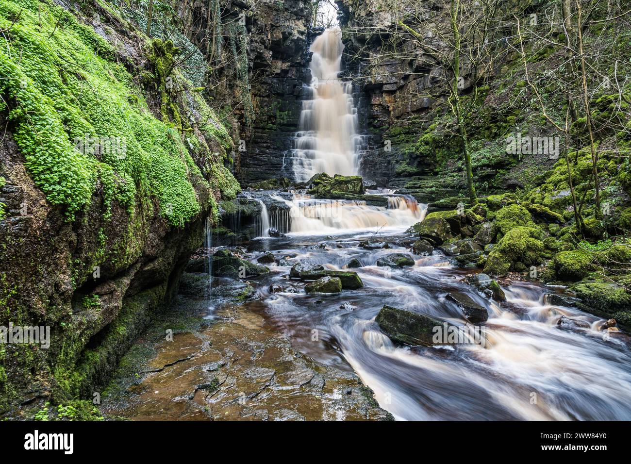 Waterfall at Mill Gill after heavy rain Stock Photo - Alamy