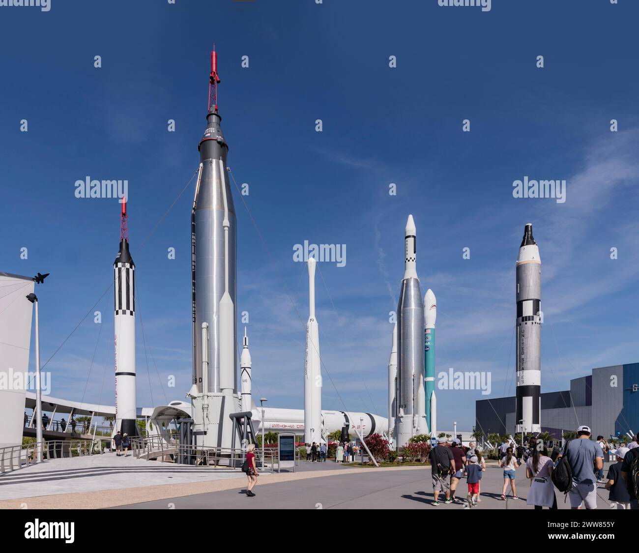 CAPE CANAVERAL, FLORIDA - 14 MARCH 2024. ROCKET GARDEN. NASA's Kennedy Space Center CAPE ...