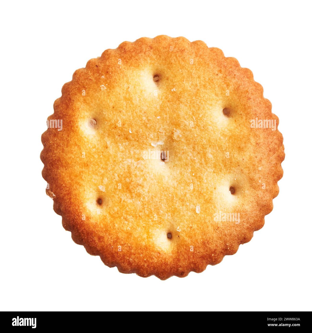 Delicious single salty biscuit over isolated white background Stock ...