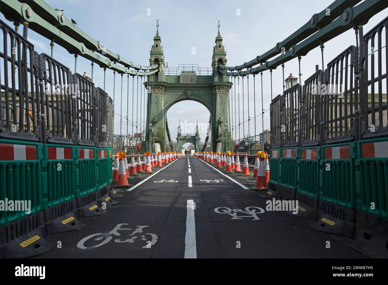 temporary bi-directional cycle lane opened during repairs on ...
