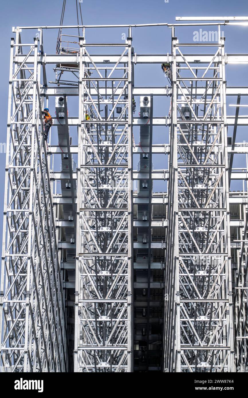 Bau eines Hochregallagers, Lagersystem für hohe Raumnutzung, in ...