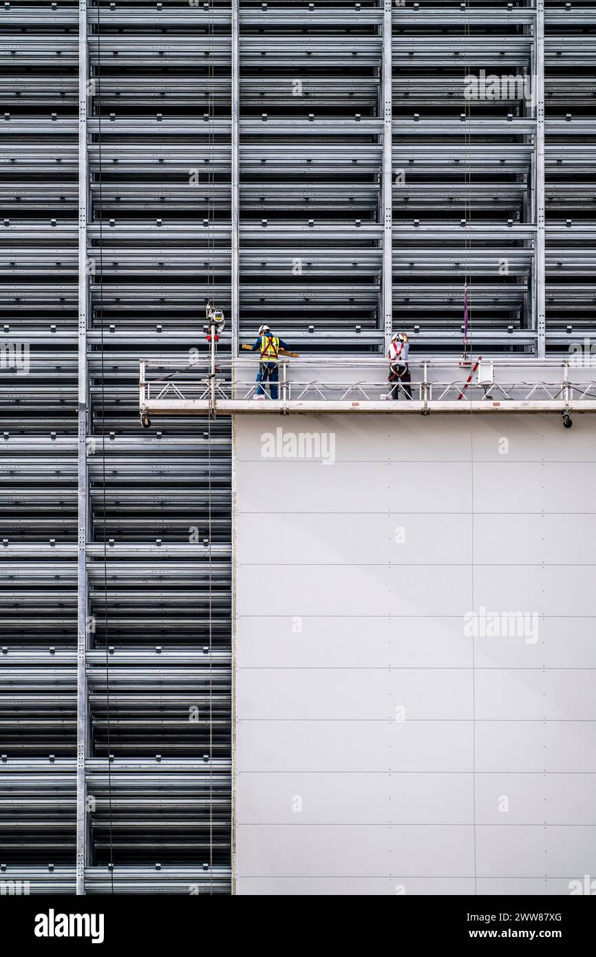 Bau eines Hochregallagers, Lagersystem für hohe Raumnutzung, in ...