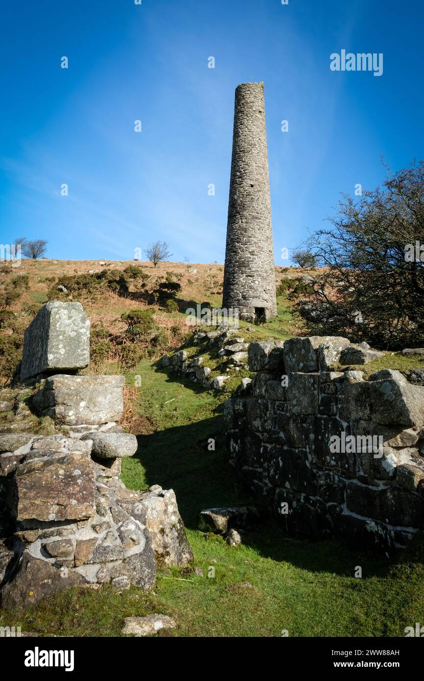 The remains of the old copper mine workings on Caradon hill on the edge ...