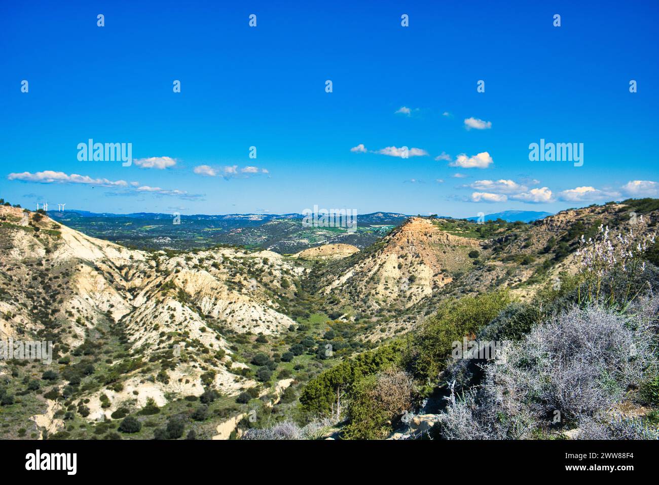 Landscape with limestone mountains along he Genesis Aphrodite’s Trail ...