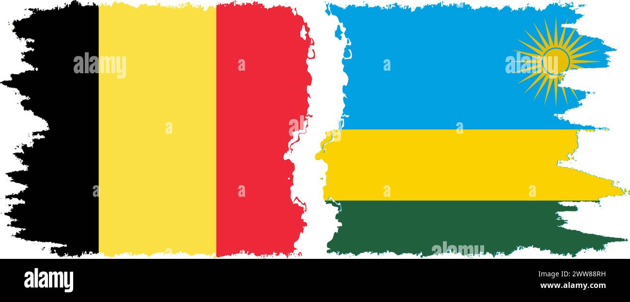 Rwandan and Belgium grunge flags connection, vector Stock Vector Image ...
