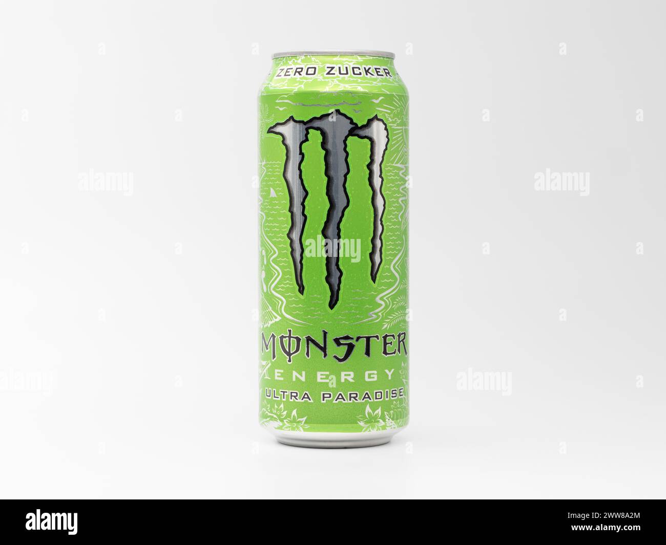 Monster Energy Ultra Paradise beverage. The sugar free energy drink is ...