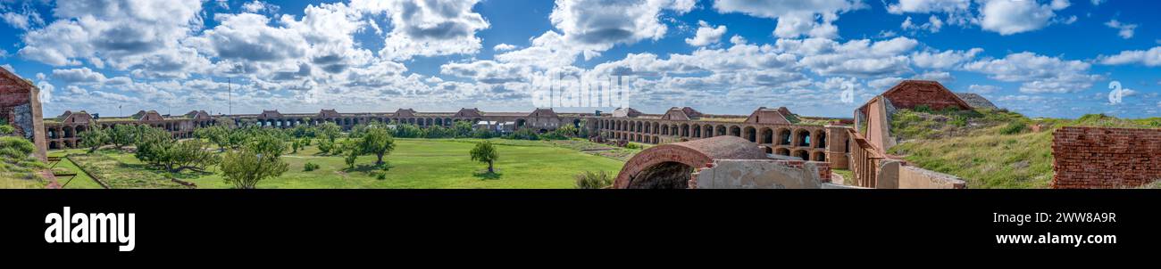 Panoramic of the inner ruined courtyard of Fort Jefferson on Dry ...