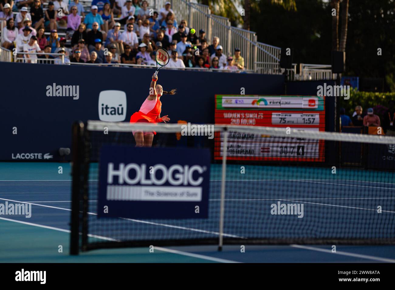 MIAMI GARDENS, FLORIDA - MARCH 21: Jelena Ostapenko of Latvia in action ...