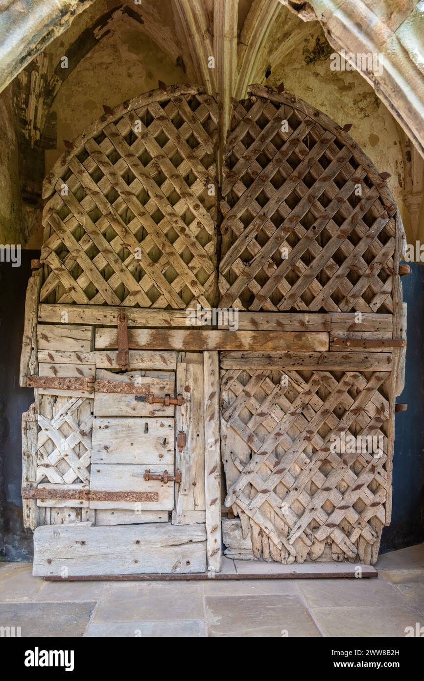 Original Castle Doors, Chepstow Castle, Wales, UK Stock Photo - Alamy